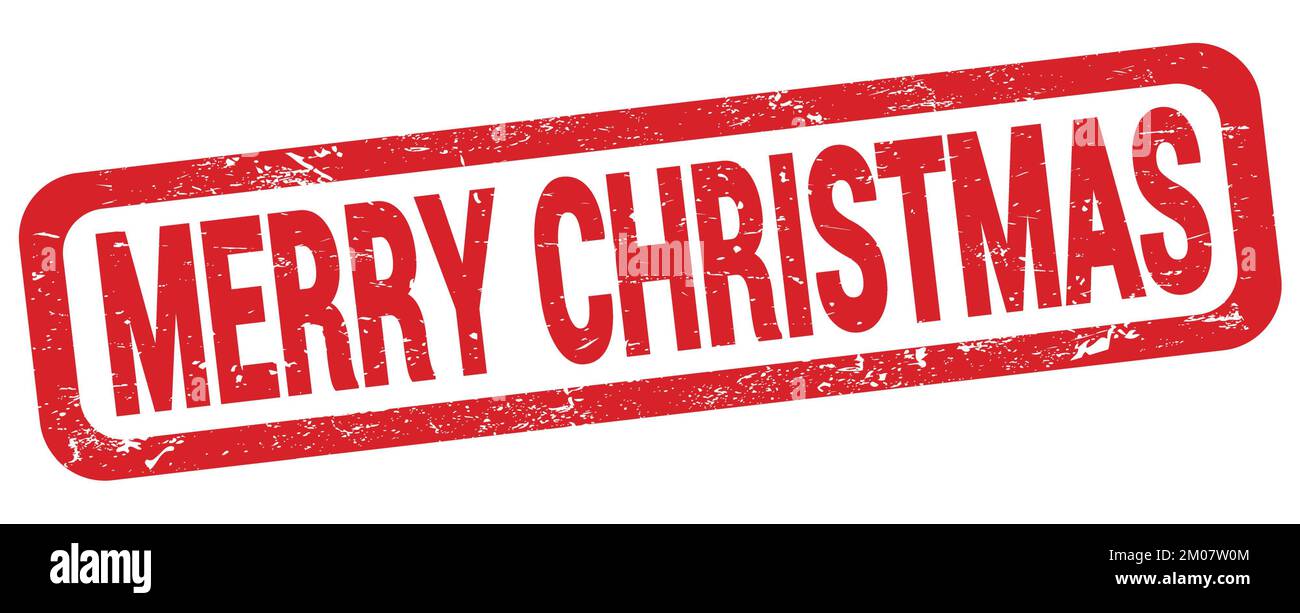 MERRY CHRISTMAS text written on red rectangle stamp sign Stock Photo ...