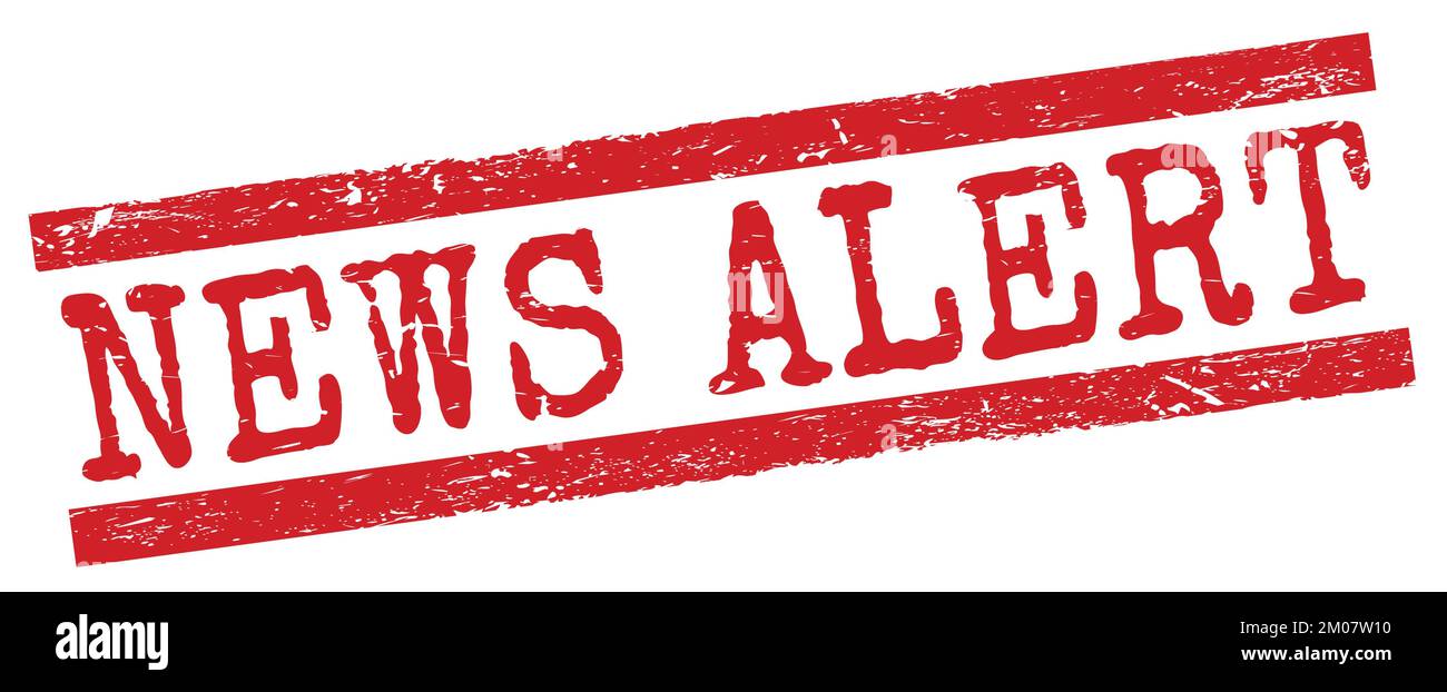 NEWS ALERT text written on red grungy lines stamp sign Stock Photo - Alamy