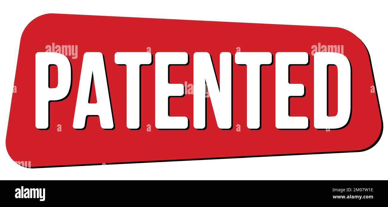 PATENTED text written on red trapeze stamp sign Stock Photo - Alamy