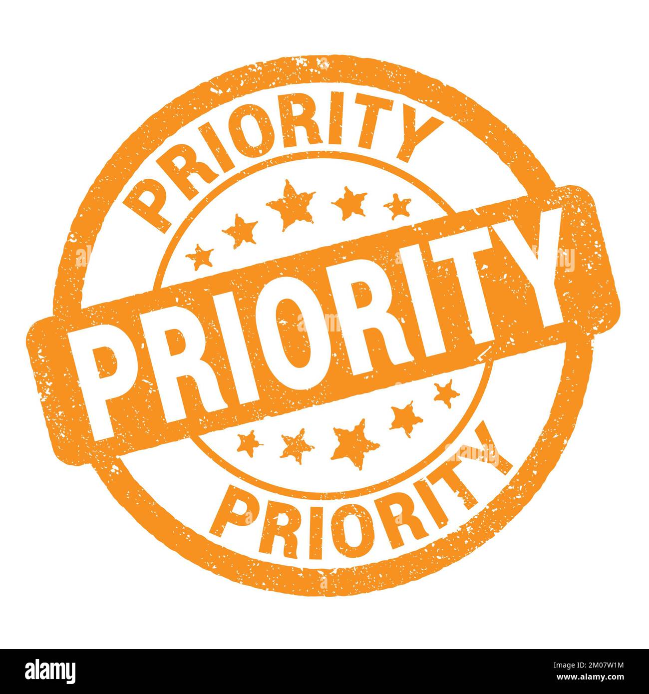 PRIORITY text written on orange grungy stamp sign Stock Photo - Alamy