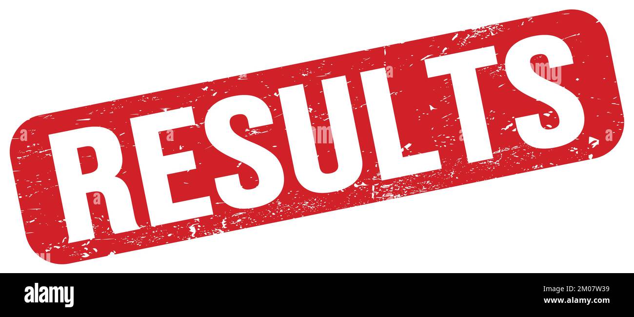 RESULTS text written on red grungy stamp sign Stock Photo - Alamy