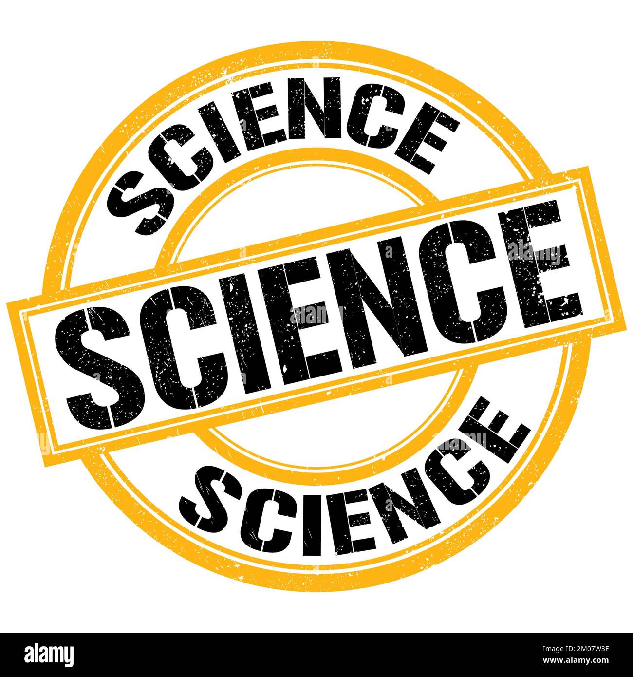 SCIENCE text written on yellow-black round stamp sign Stock Photo - Alamy
