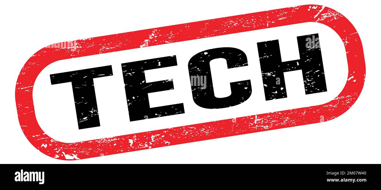 TECH, text on red-black rectangle stamp sign Stock Photo - Alamy