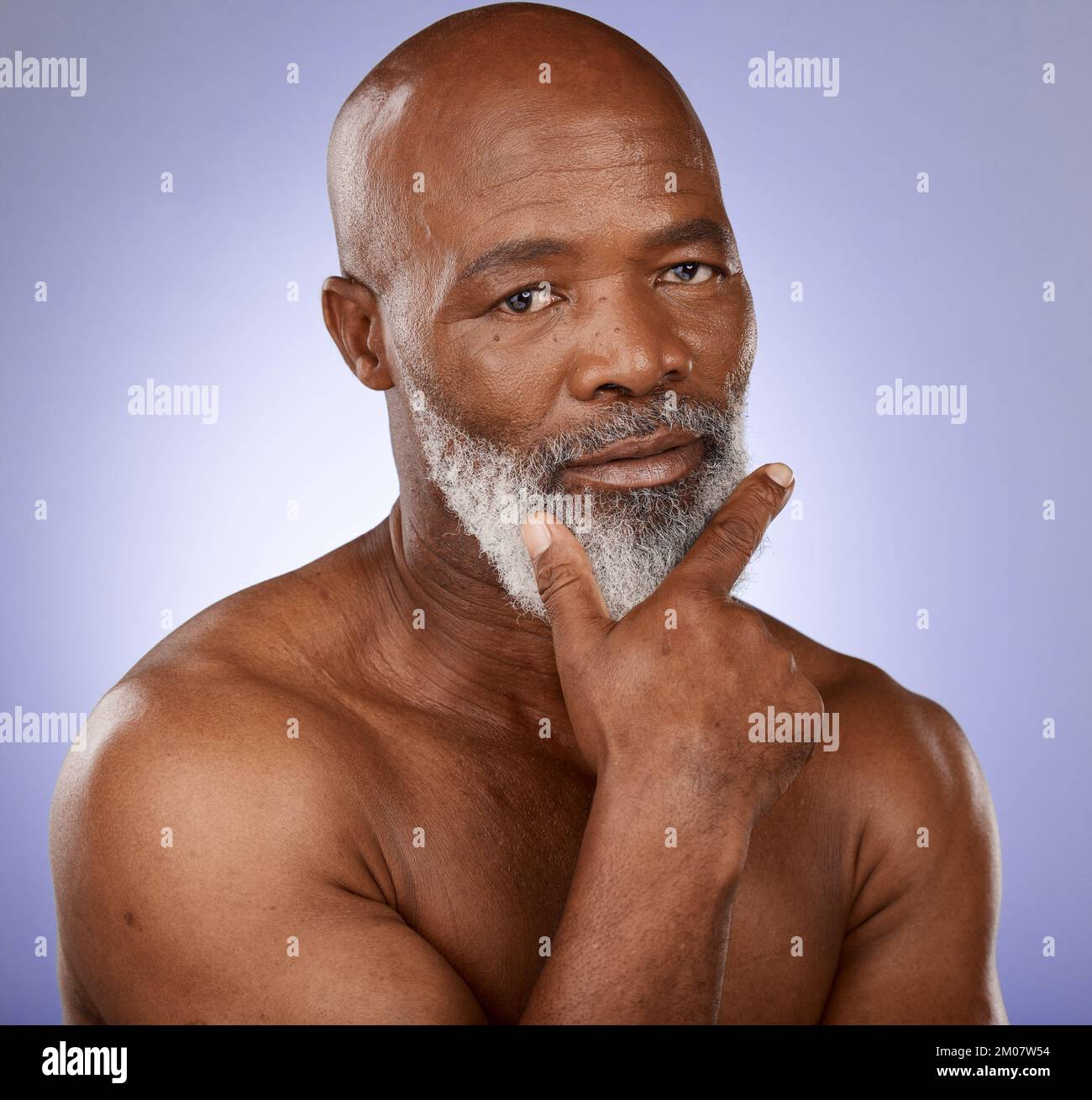 Skincare, beauty and senior portrait of model satisfied with anti aging ...