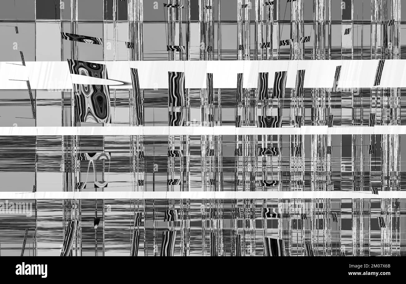 pattern of fantasy electric tecno background in black and white lines ...