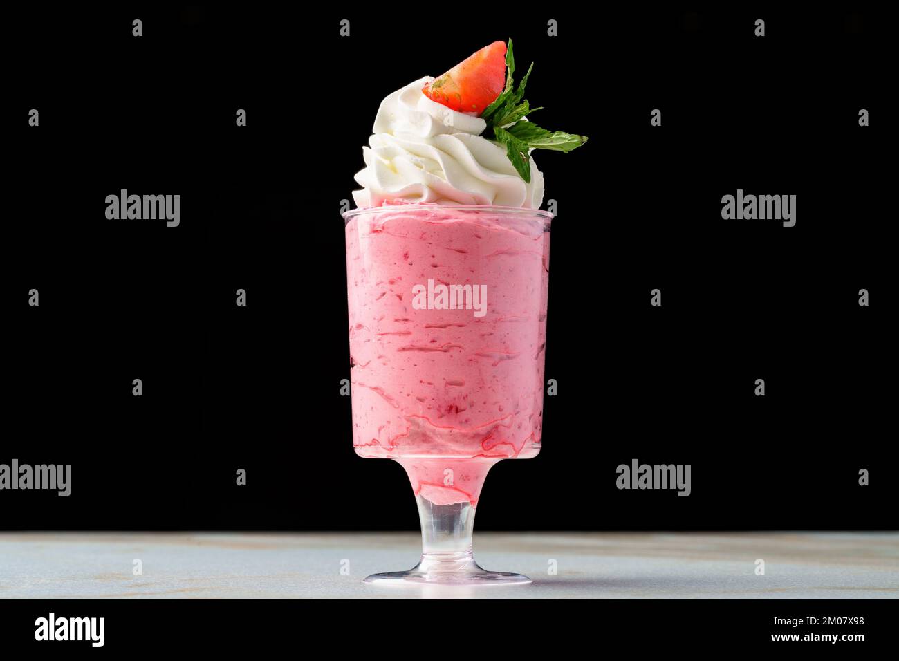 Mousse dessert with cream in glass on the table Stock Photo - Alamy