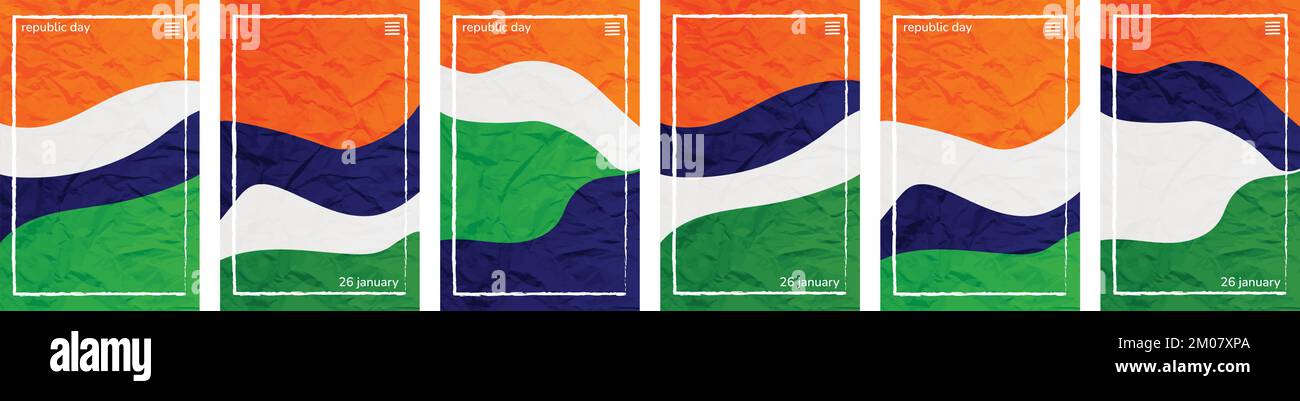 India Republic Day. 26 January Flag theme hues crushed paper vertical ...