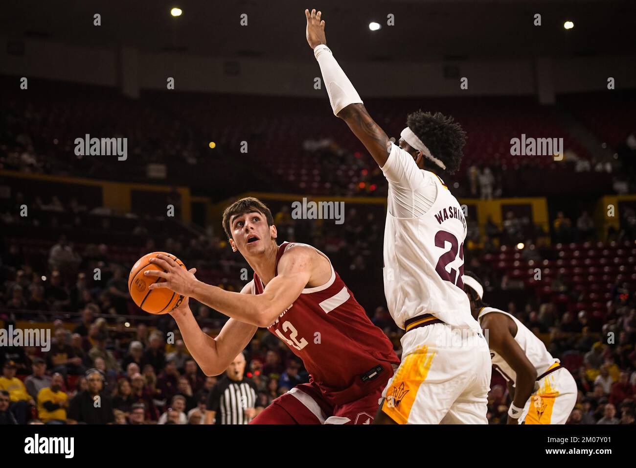 Stanford forward Maxime Raynaud (42) attempts a shot in the first half ...
