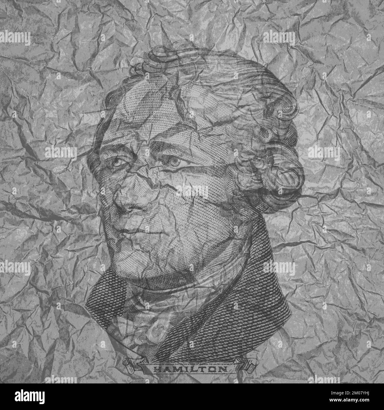 Portrait of U.S. president Alexander Hamilton on crumpled paper Stock ...