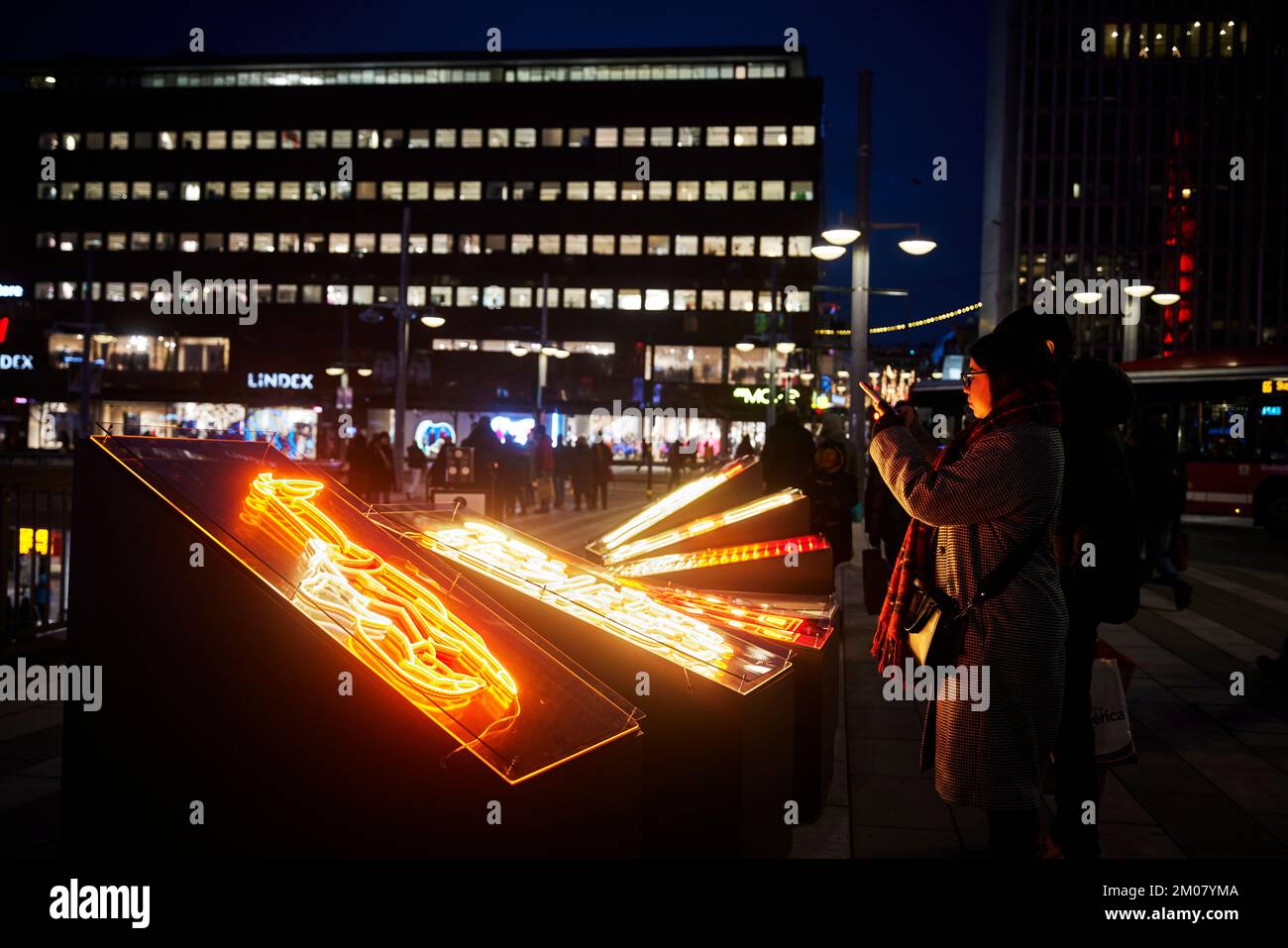Nobel Week Lights in central Stockholm, Sweden, December 3, 2022. This ...