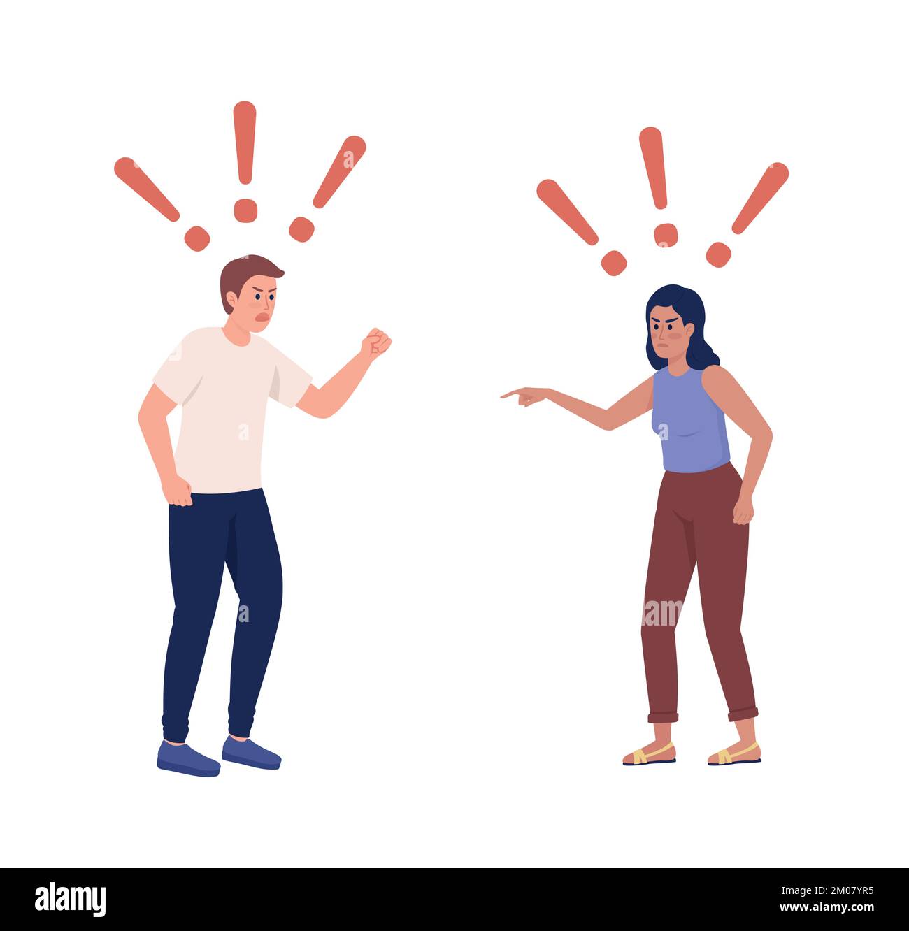 Couple in toxic relationships semi flat color vector characters Stock ...