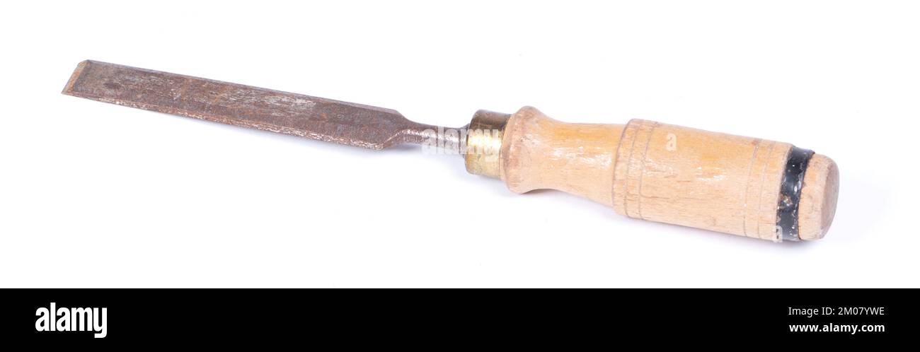 Wood chisel isolated on a white background Stock Photo - Alamy