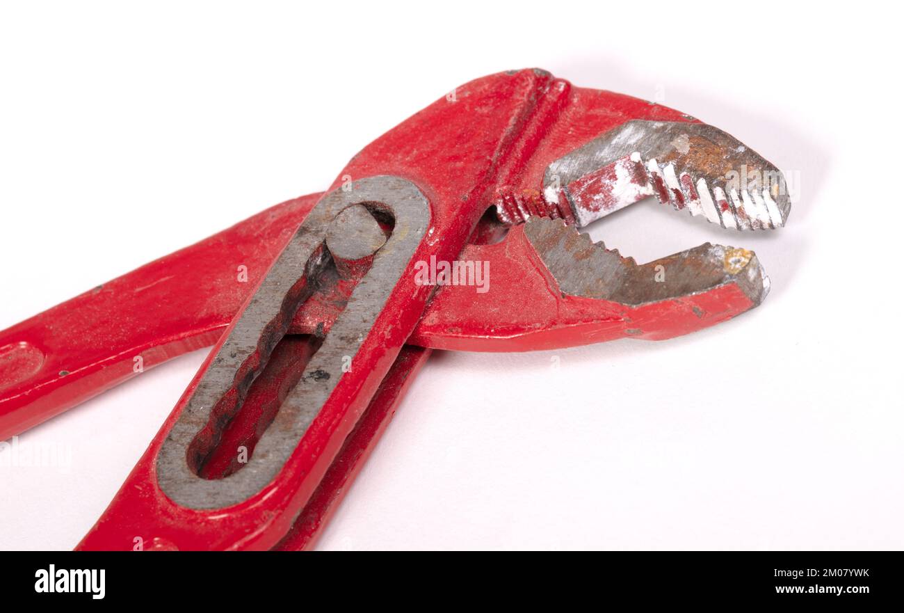 Adjustable pipe wrench isolated on a white background Stock Photo - Alamy