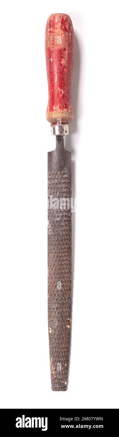 Old rounded-file tool isolated on a white background Stock Photo - Alamy