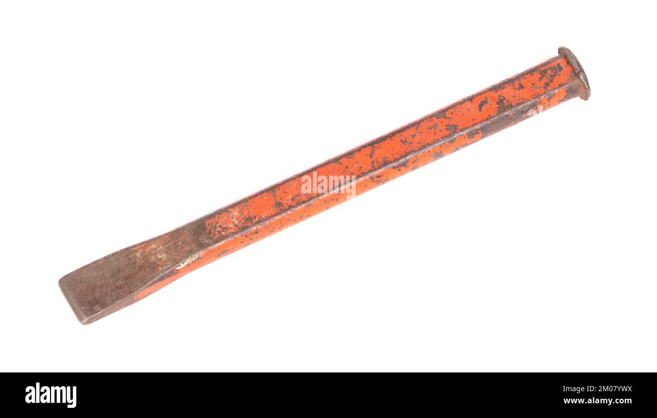 Old grungy chisel for stone works, isolated Stock Photo - Alamy