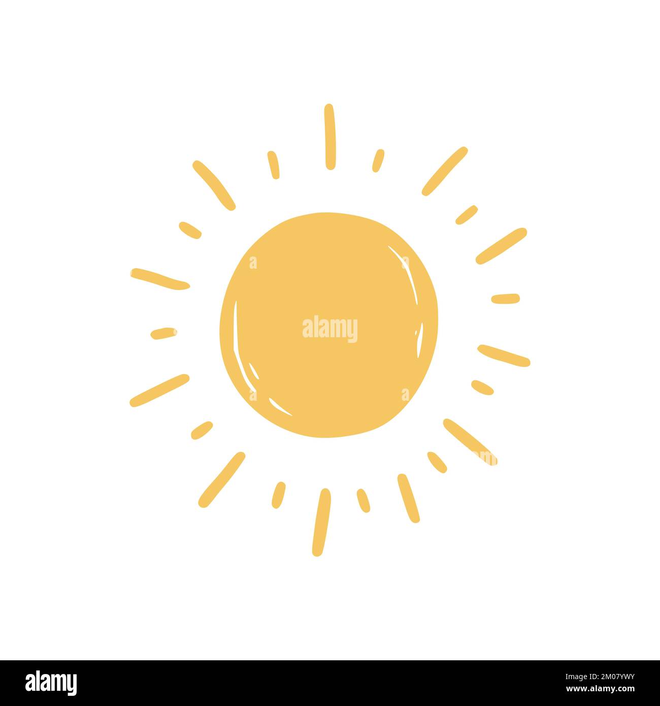 Doodle sun sketch illustration. Hand drawn cute orange sunshine ...