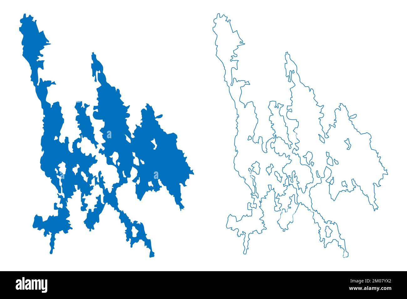 Lake Asnen (Kingdom of Sweden) map vector illustration, scribble sketch ... Lake Asnen (Kingdom of Sweden) map vector illustration, scribble sketch ...