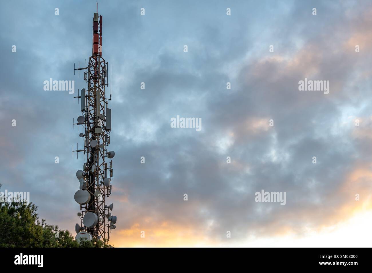 Signal repeater antennas located at the Sant Salvador sanctuary at ...