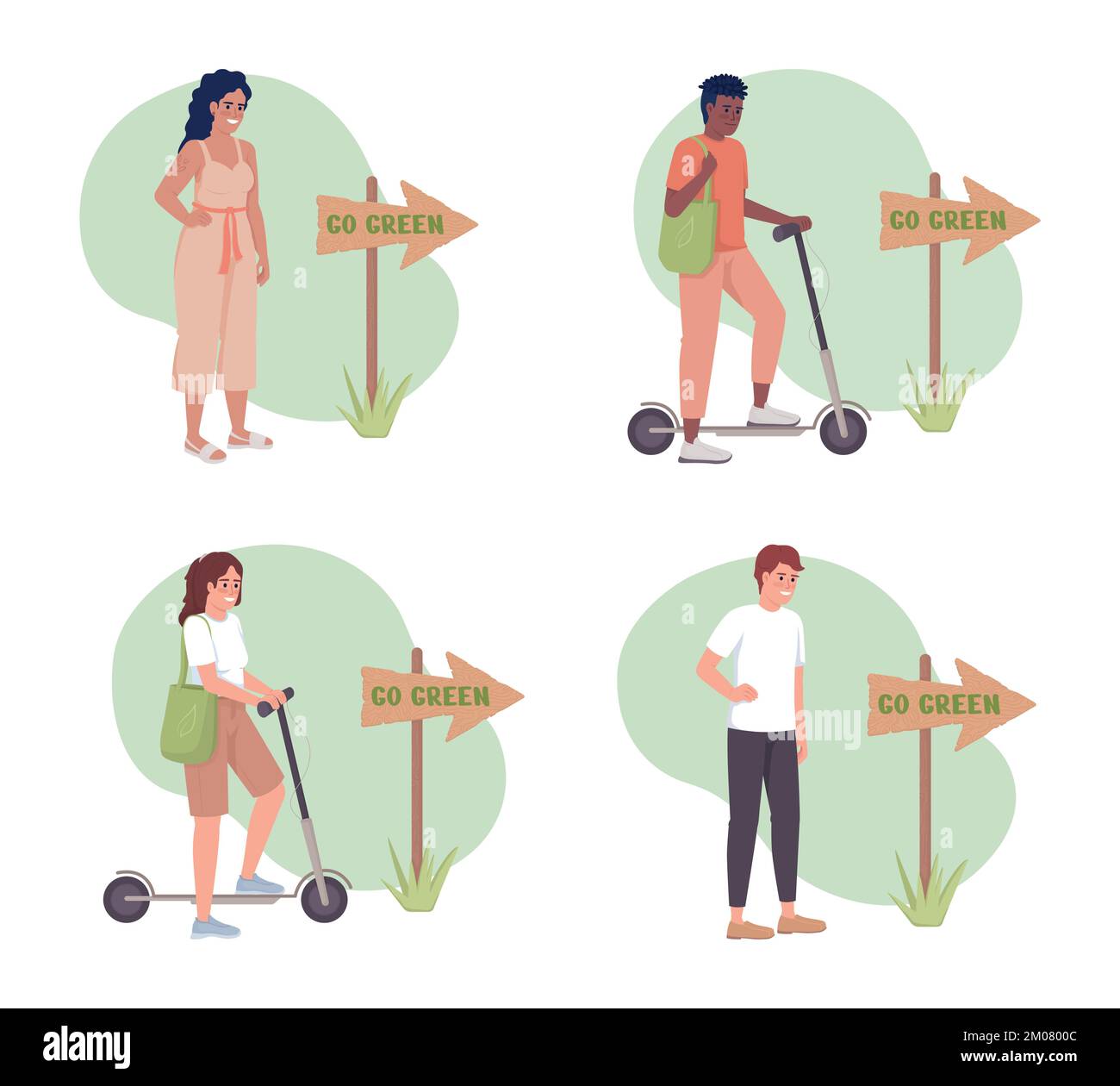 Go green to protect environment 2D vector isolated illustration Stock ...