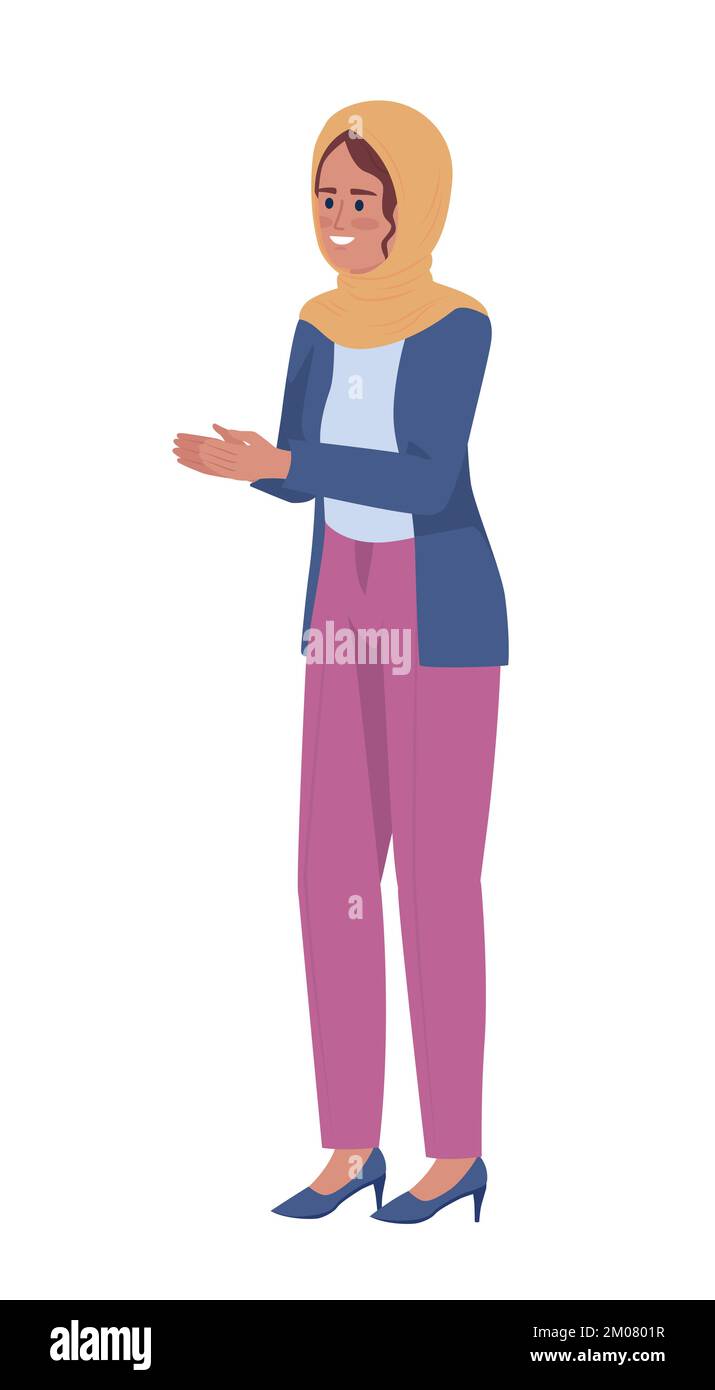 Businesswoman clapping hands semi flat color vector character Stock ...