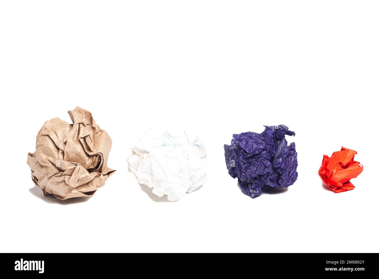 colorful crumpled paper balls (blue,green,red,white) isolated on white ...