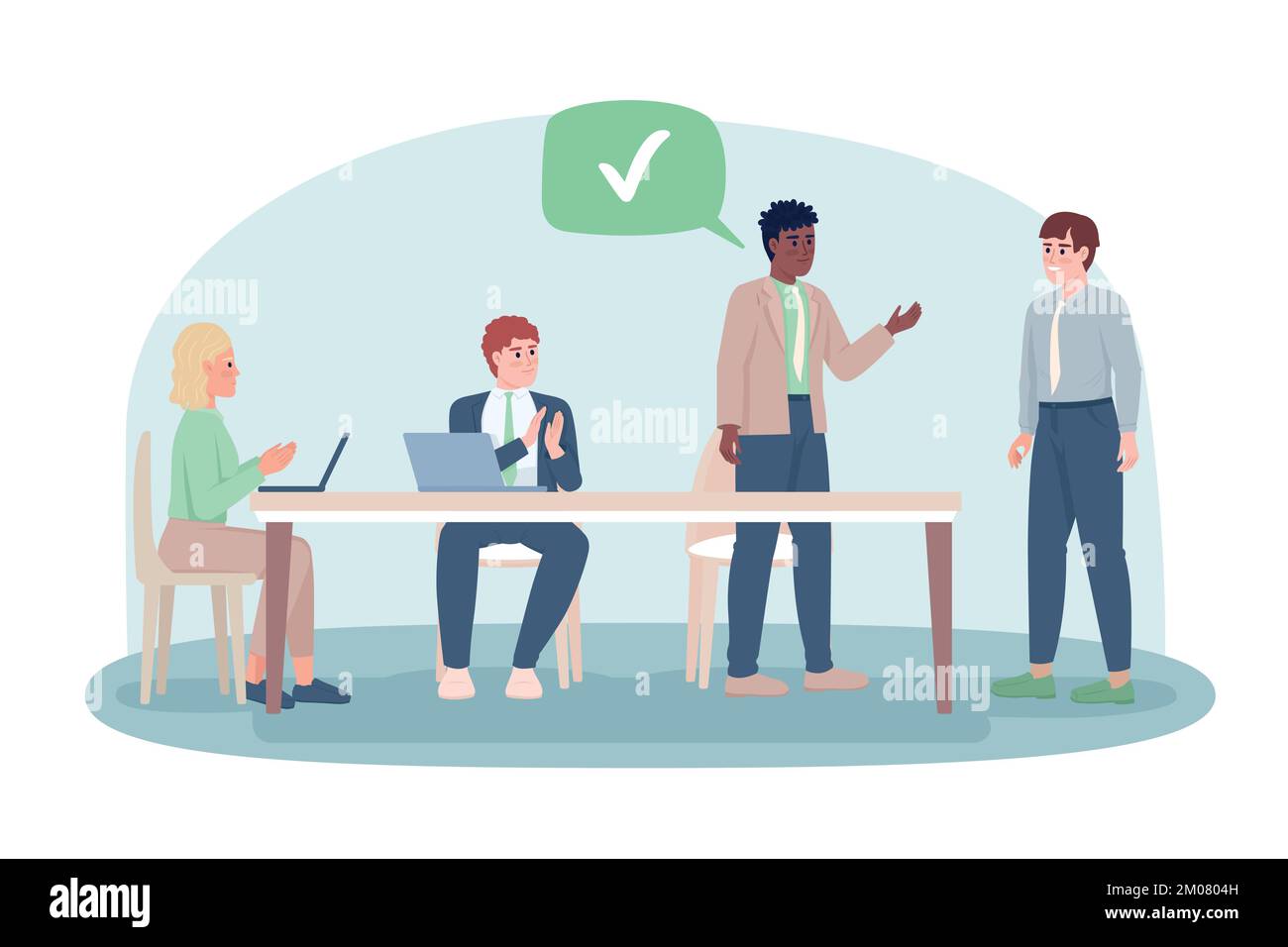 Praising employee during meeting 2D vector isolated illustration Stock ...