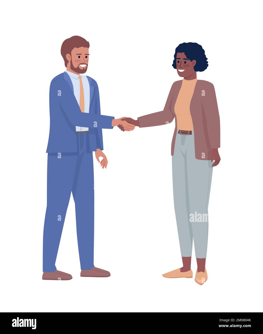 Business partners shaking hands semi flat color vector characters Stock ...