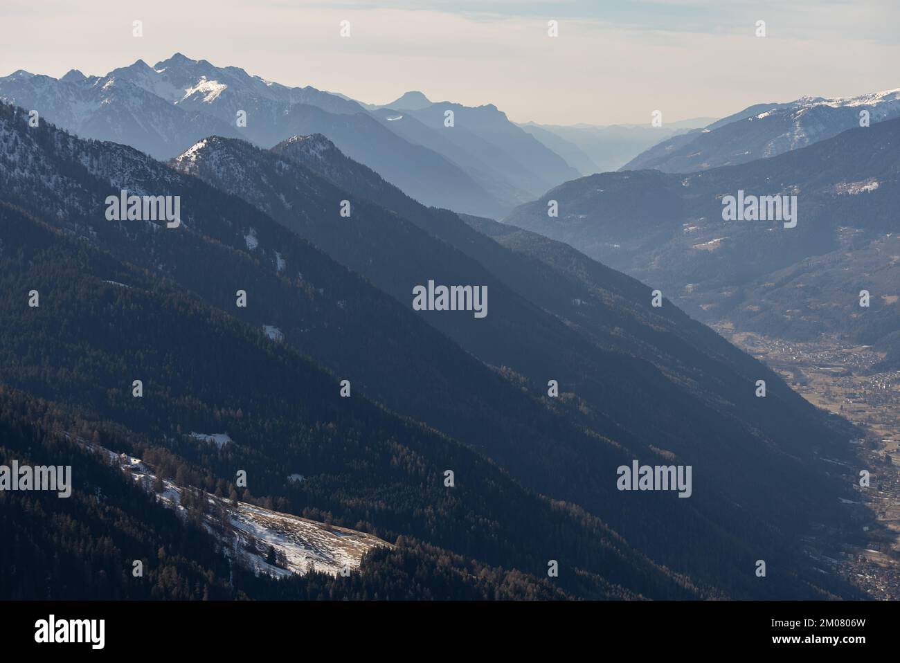 Pinzolo in winter sunny day. Val Rendena dolomites Italian alps ...