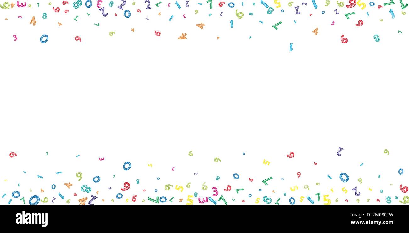 Falling colorful messy numbers. Math study concept with flying digits ...