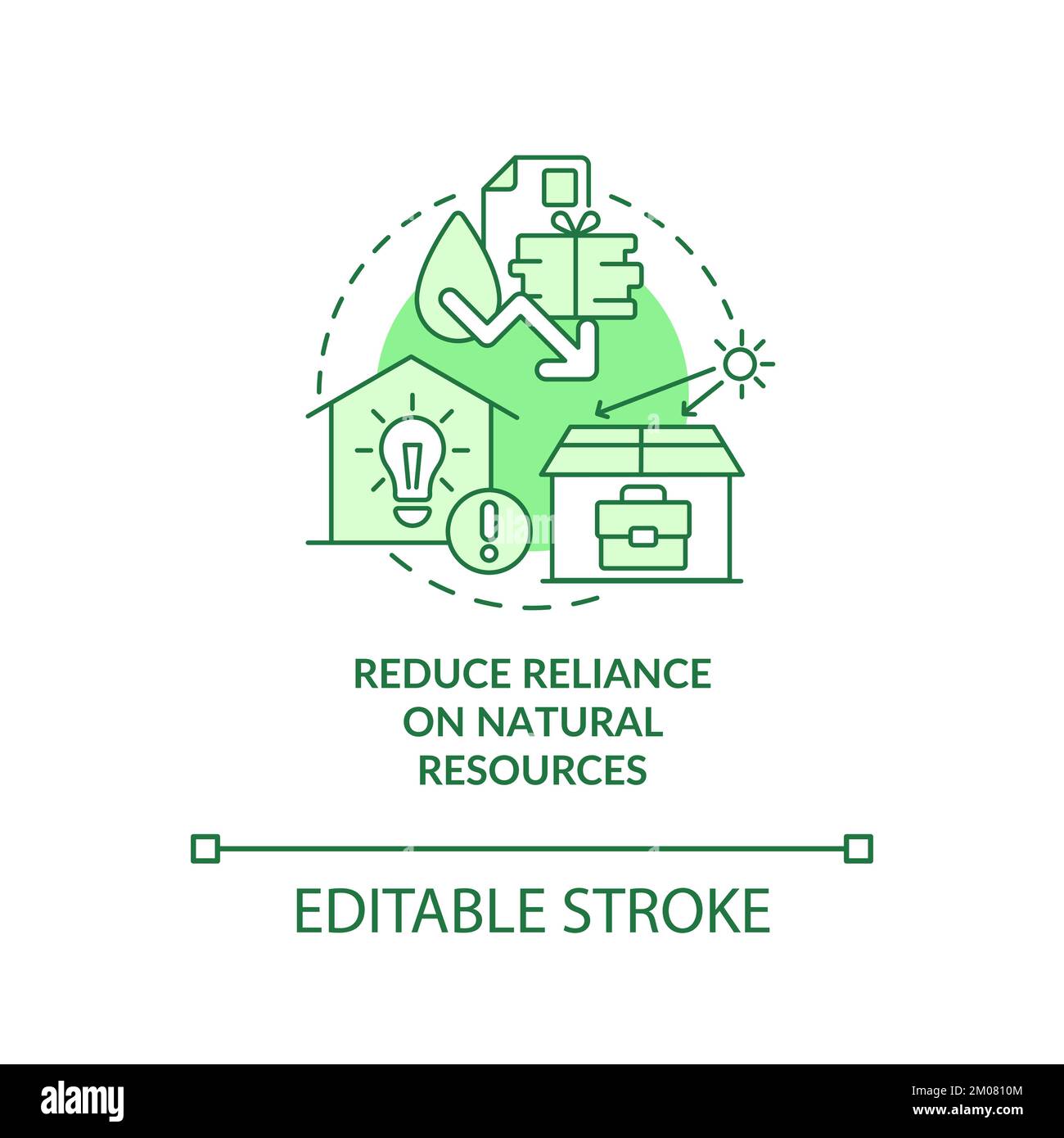 Reduce reliance on natural resources green concept icon Stock Vector ...