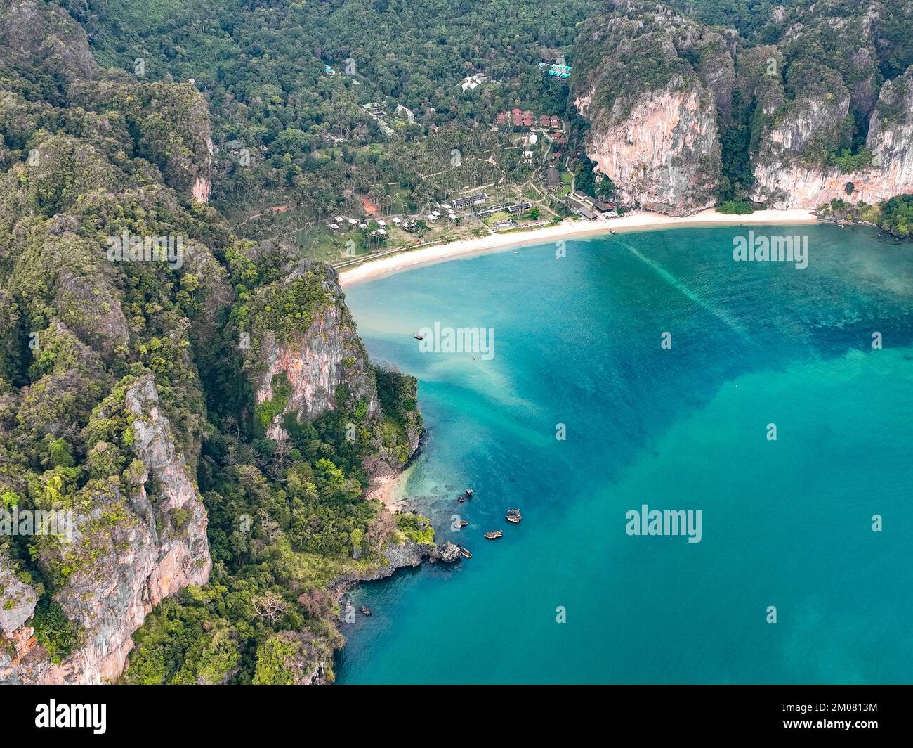 Aerial view of Phra nang Cave or princess Cave Beach in Krabi, Thailand ...