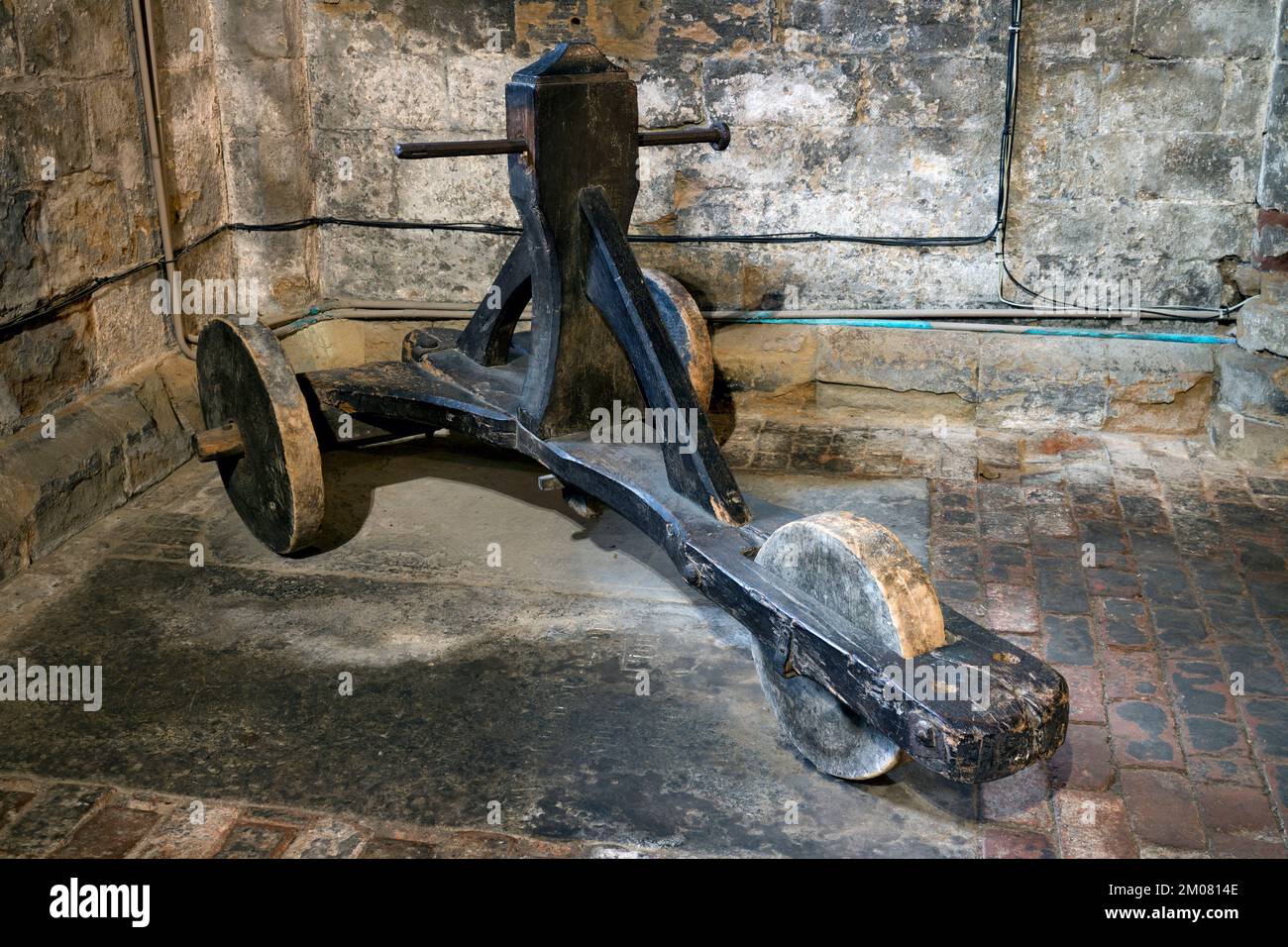 A ducking stool in the crypt of St. Mary`s Church, Warwick ...