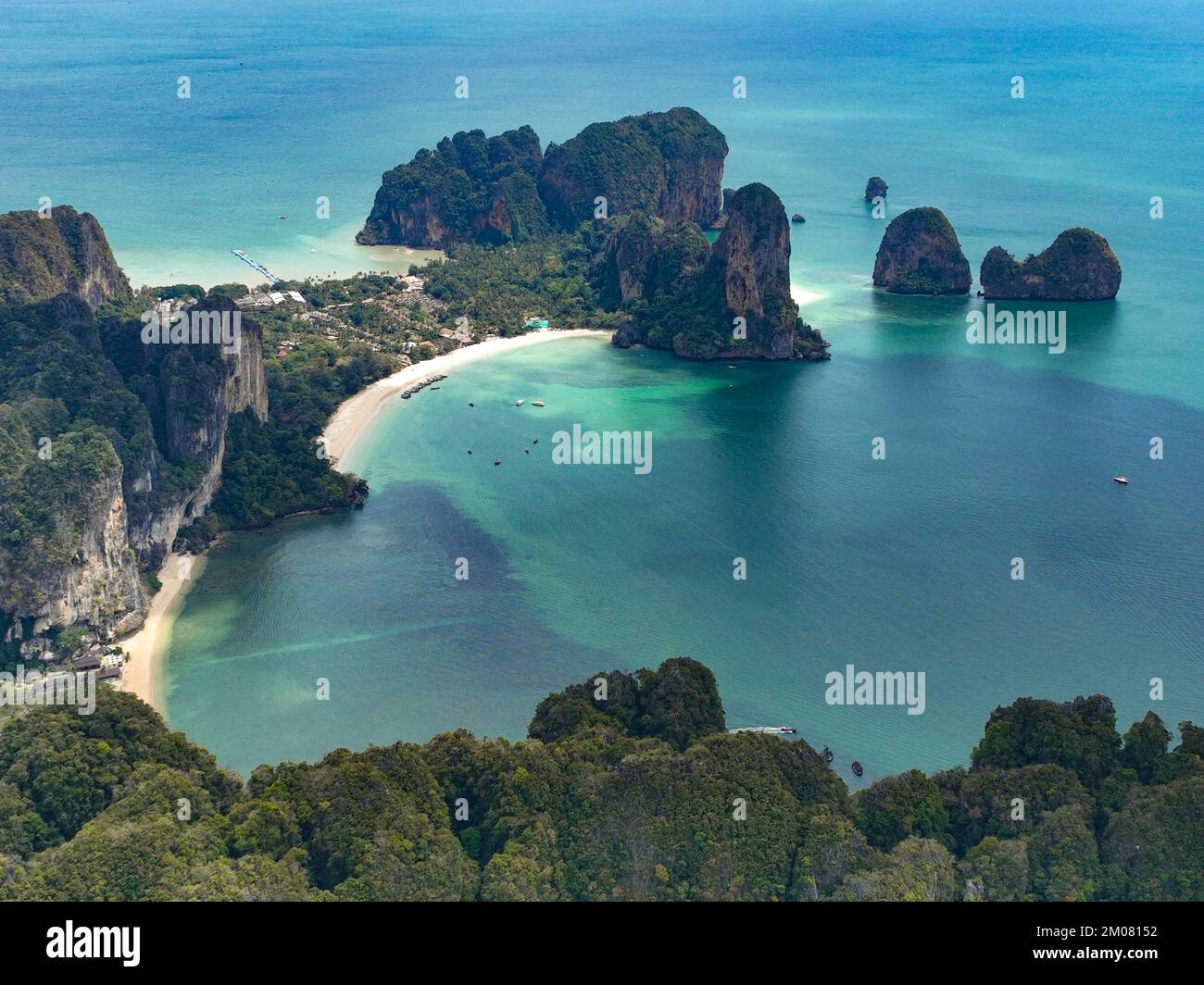Aerial view of Phra nang Cave or princess Cave Beach in Krabi, Thailand ...