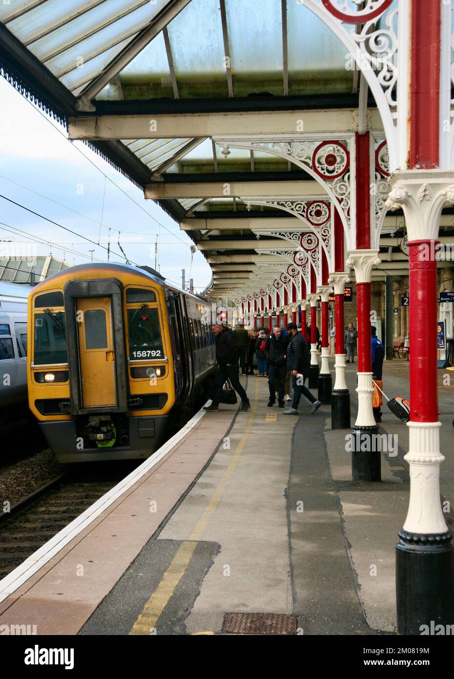 A view of the passengers boarding their train at Skipton Railway ...
