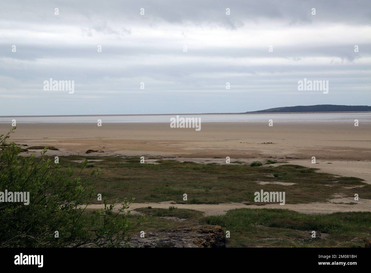 View of Morecambe Bay at low tide with Grange Over Sands on the ...