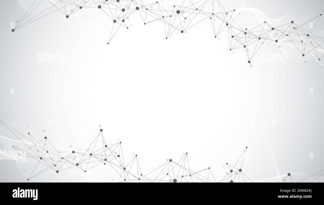 Technology abstract background with connected line and dots. Big data visualization. Artificial ...