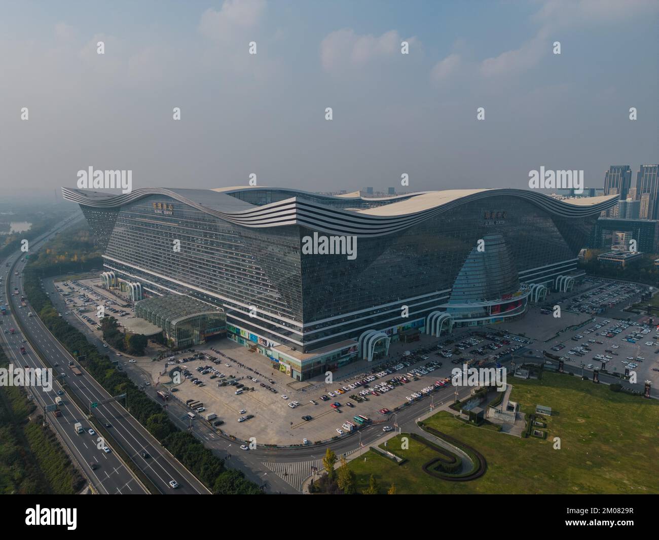 Aerial photos show the largest freestanding building in Asia, the New Centry Global Center ...