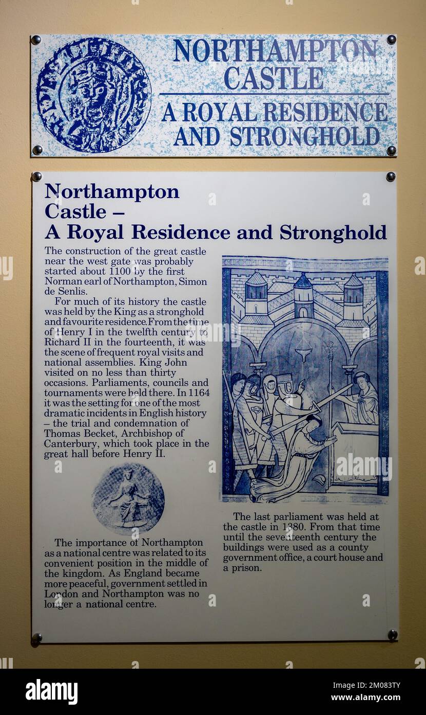 Information board regarding Northampton castle, Northampton Museum and ...