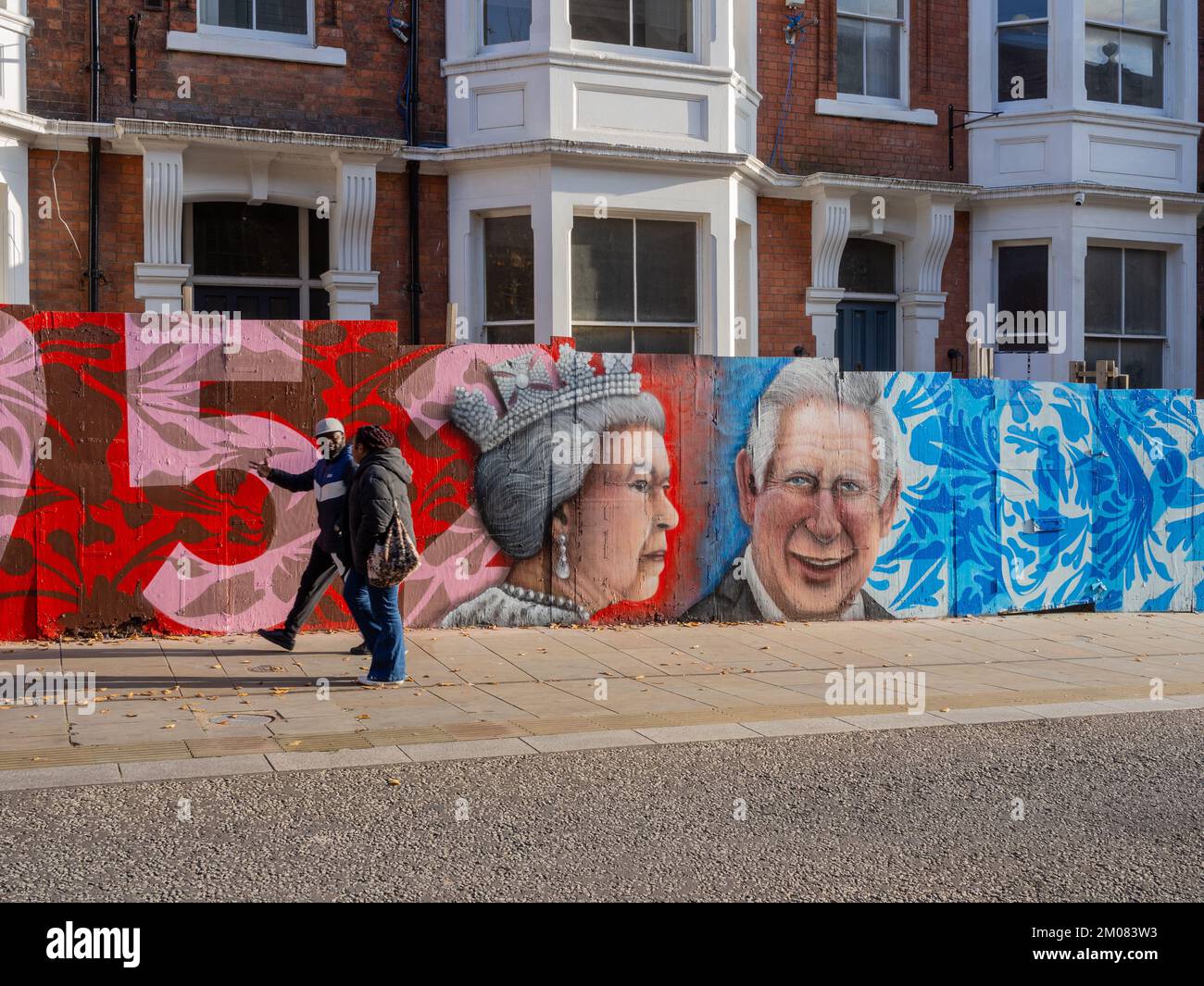 Northampton, UK; a council commissioned mural to the late Queen ...