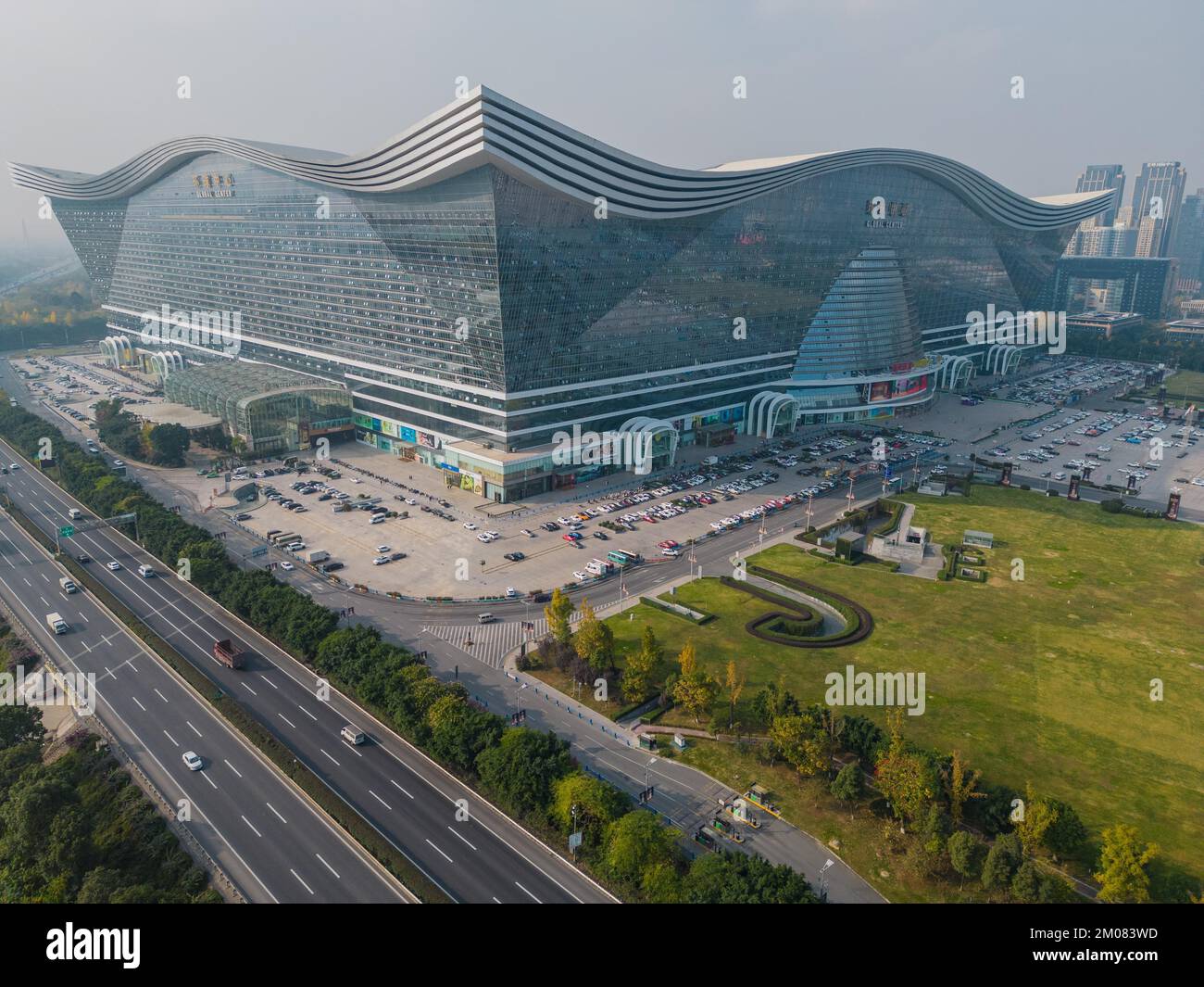Aerial photos show the largest freestanding building in Asia, the New Centry Global Center ...