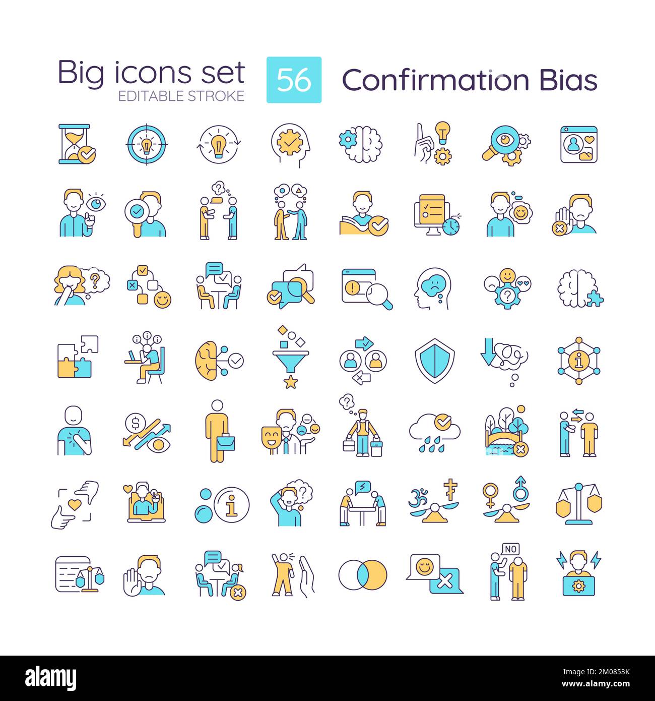 Confirmation bias RGB color big icons set Stock Vector Image & Art - Alamy