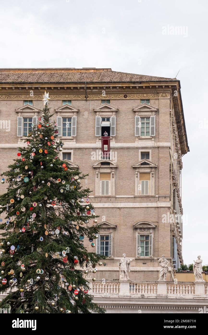 Pope Francis delivers the traditional Sunday Angelus Prayer from the ...