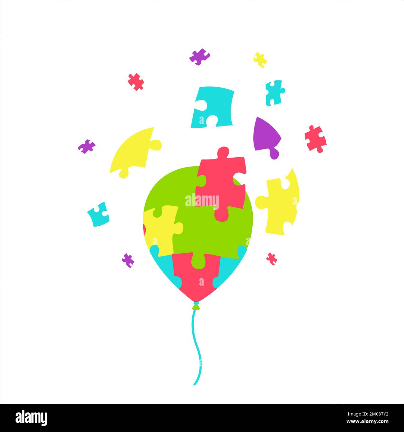 Autism awareness balloon with jigsaw puzzle pieces Stock Vector Image ...