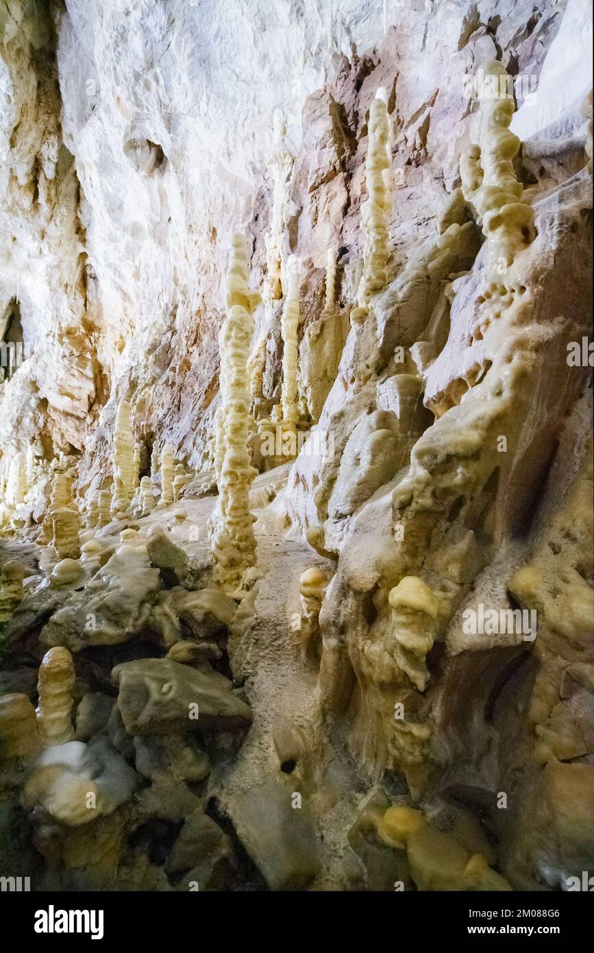 natural rock formations limestone caves. underground scenery with ...