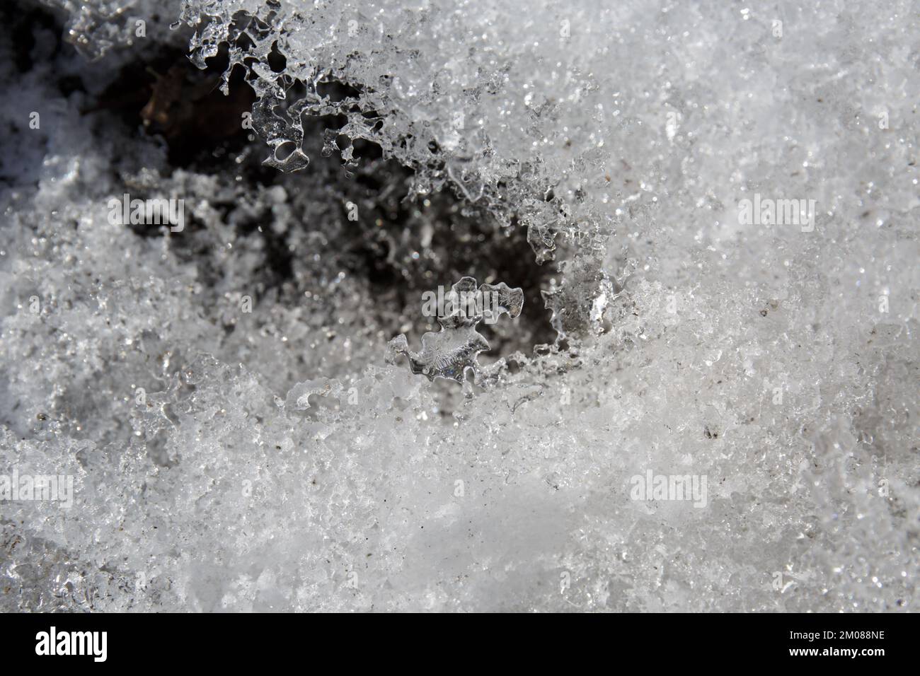 ice texture, melting snow, icing. Frozen snowflakes, icicles Stock ...