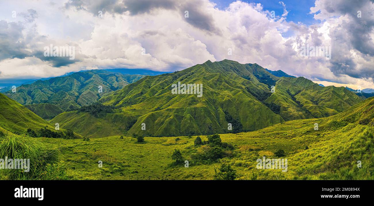 A panoramic shot of the tropical mountains in the Bukidnon Municipality ...
