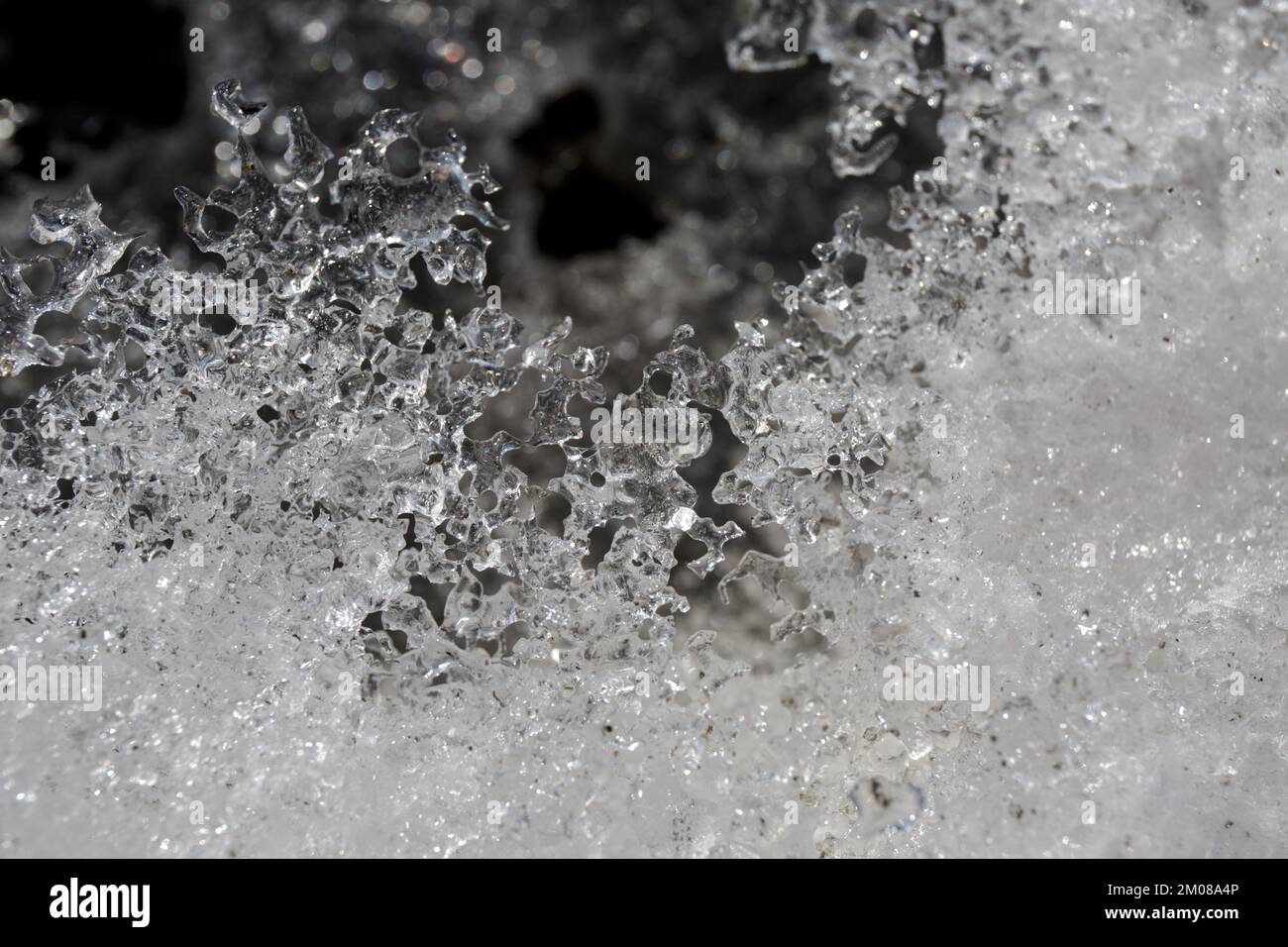 ice texture, frozen snowflakes and icicles, icing, melting snow Stock ...