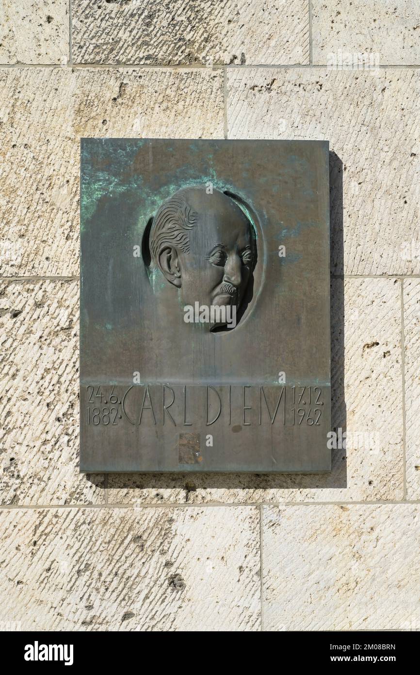 Gedenktafel, Carl Diem, Marathontor, Olympiastadion, Charlottenburg ...