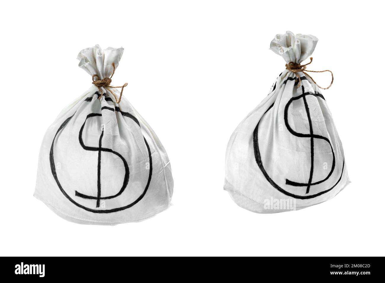 Money bags isolated over white background Stock Photo - Alamy