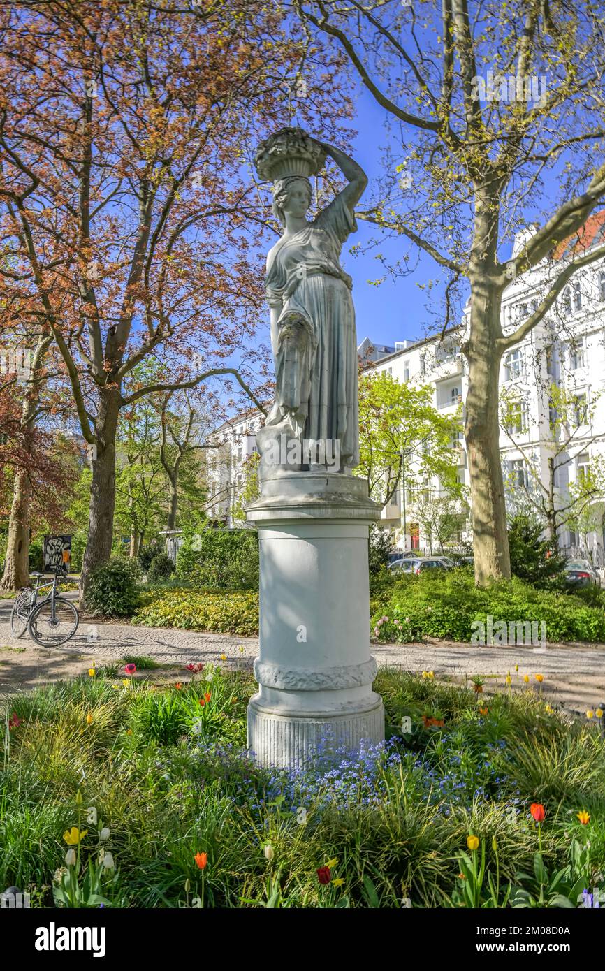 Statue, Winzerin, Park, Bundesplatz, Bundesallee, Wilmersdorf, Berlin ...